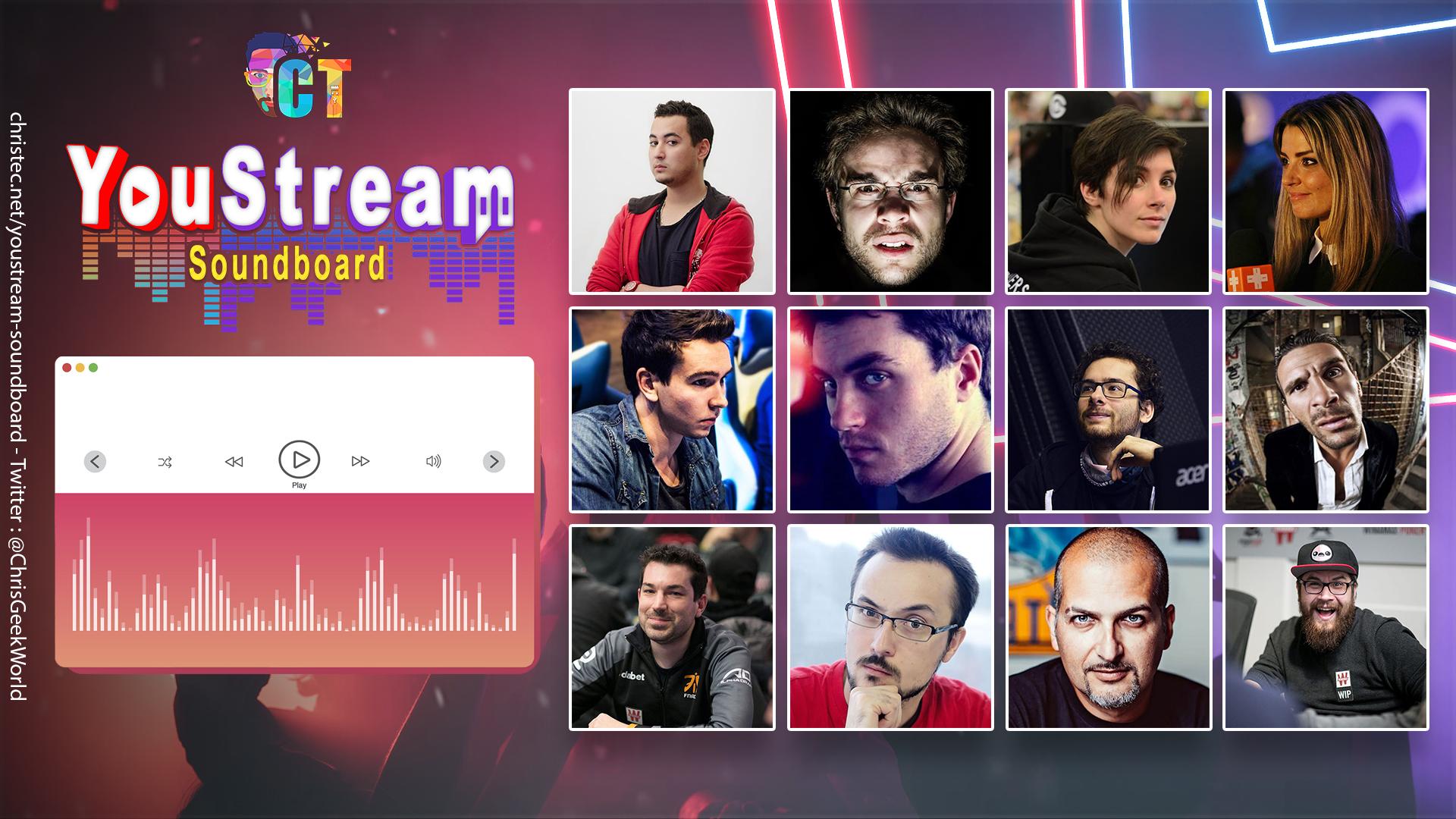 Page d'accueil de YouStream Soundboard sur ChrisTec