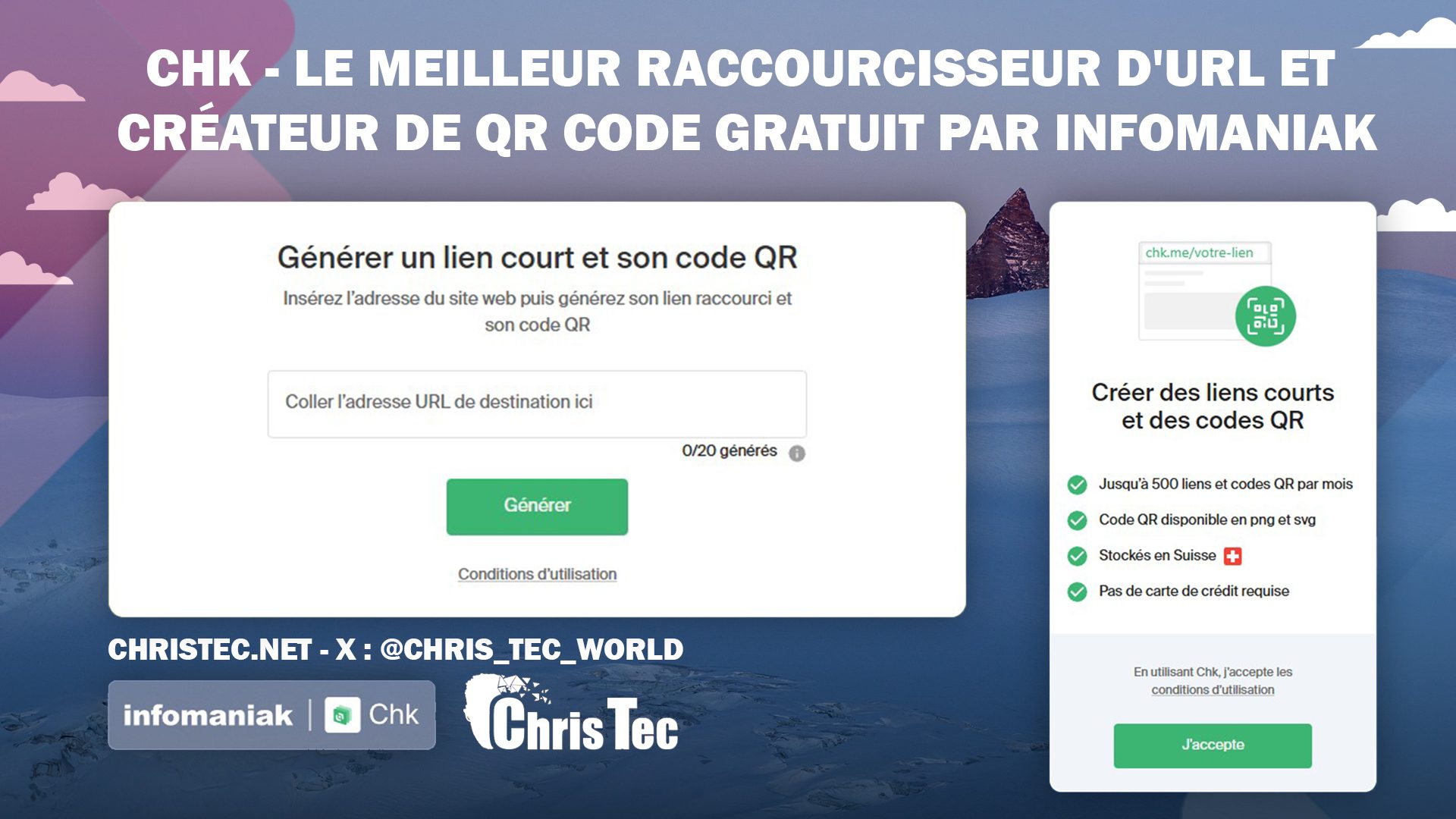 Chk - le meilleur raccourcisseur d'URL et créateur de QR code
